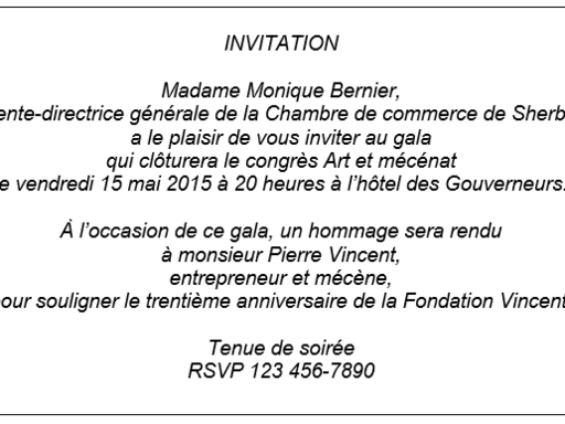 Invitation : généralités et contenu | BDL