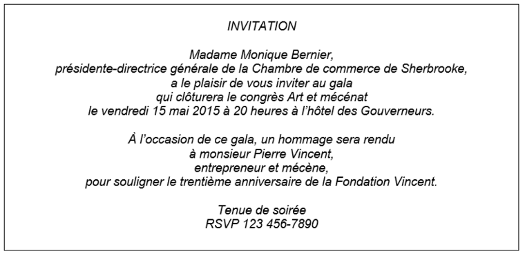 Invitation : généralités et contenu | BDL