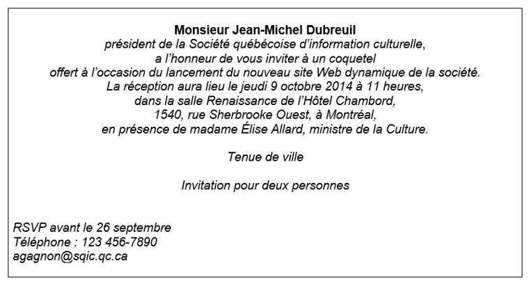 Invitation : généralités et contenu | BDL