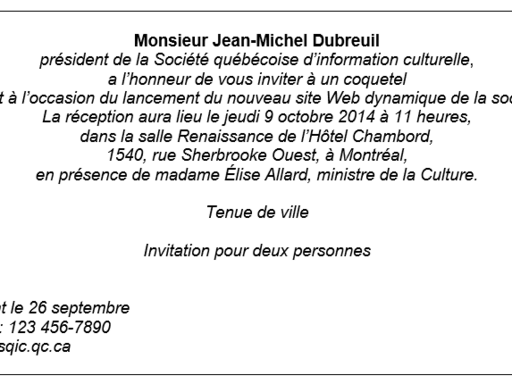 Invitation : généralités et contenu | BDL