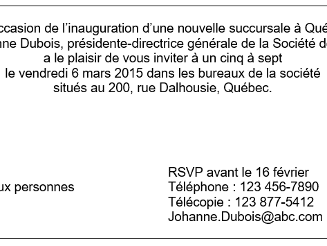 Invitation : généralités et contenu | BDL