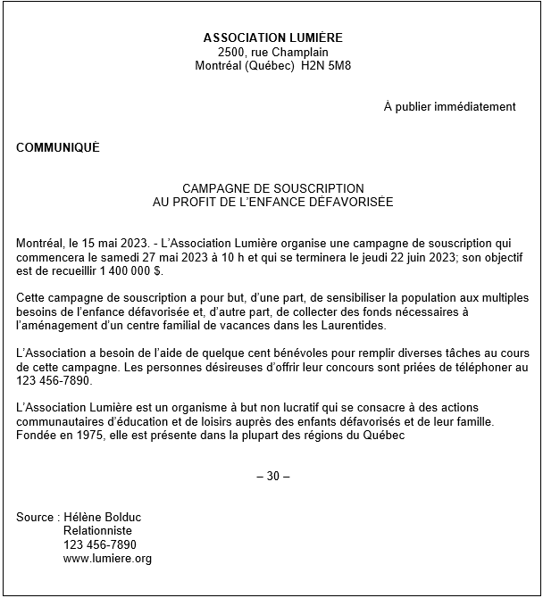 Communiqué : généralités et modèles | BDL